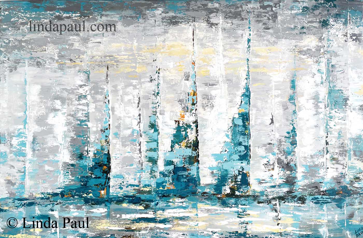 Sailboats Paintings for sale - Original Abstract Painting of Sailboats