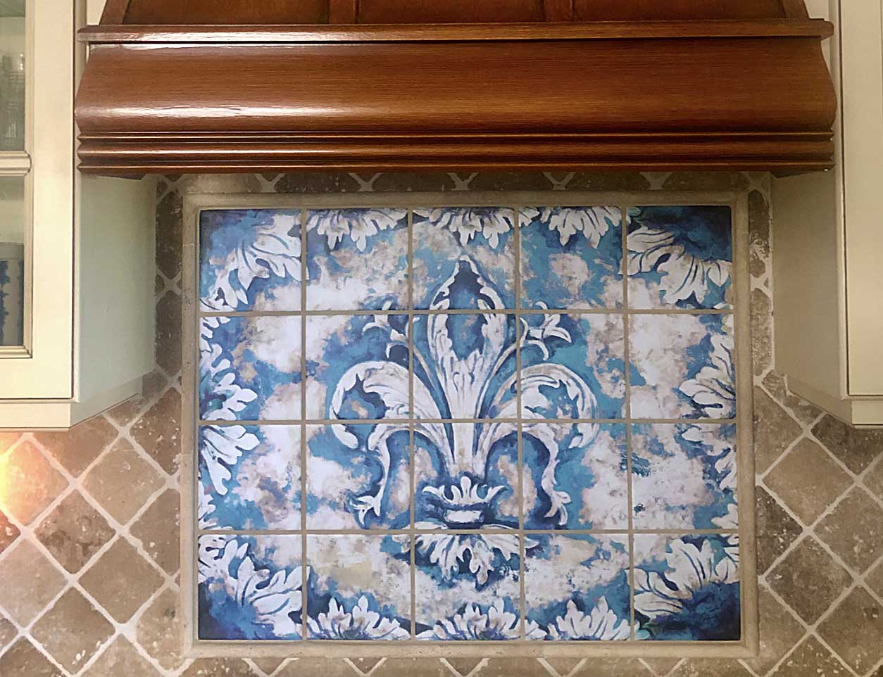 Fleur de lis Tile Backsplash Mural for Kitchen Wall Decor
