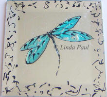 Dragonfly Art Glass Tiles of Dragonflies