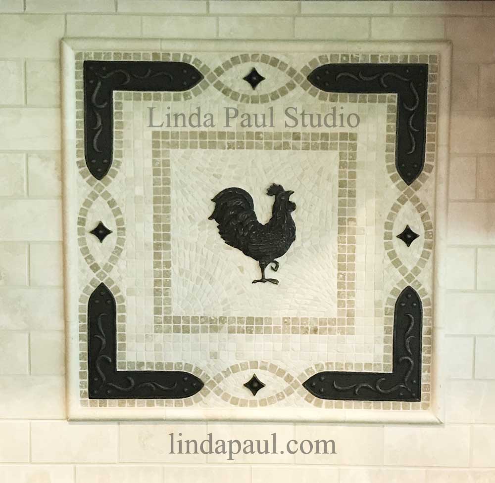Rooster Tile Medallion French Country Kitchen Backsplash Ideas