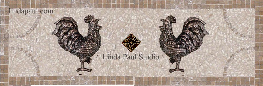 Rooster Tile Medallions Kitchen Backsplashes with Rooster Art