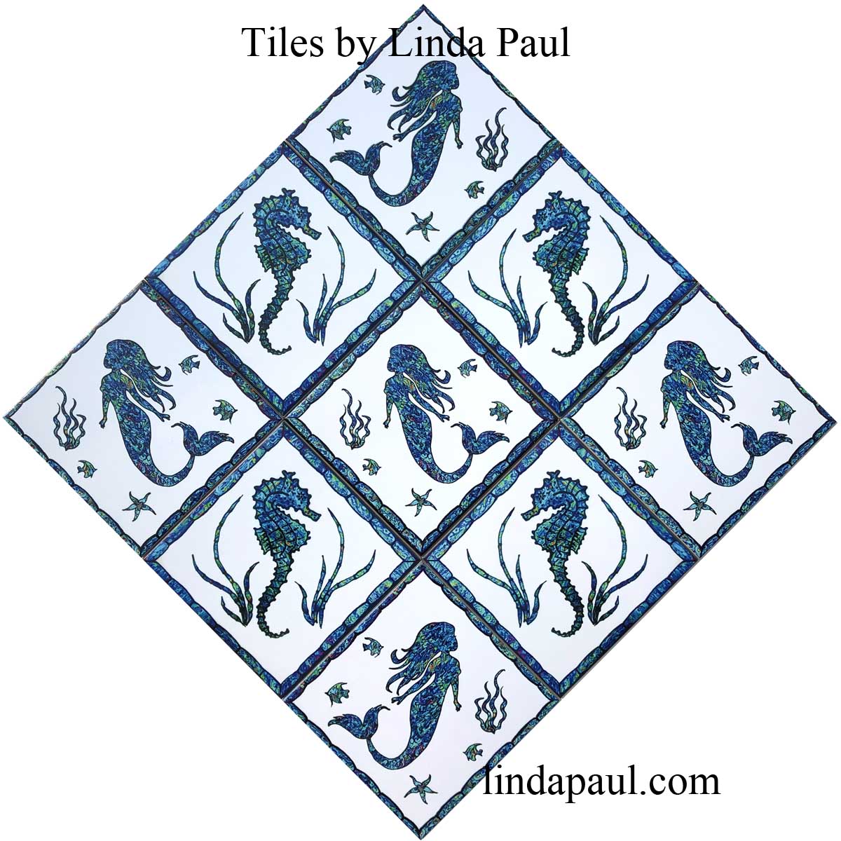 Mermaid Tile - mermaid backsplash tile accents for kitchen or bathroom