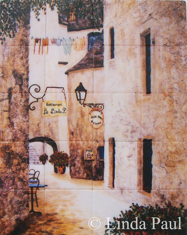 French Decor backsplashes - French bistro cafe - tile murals of France
