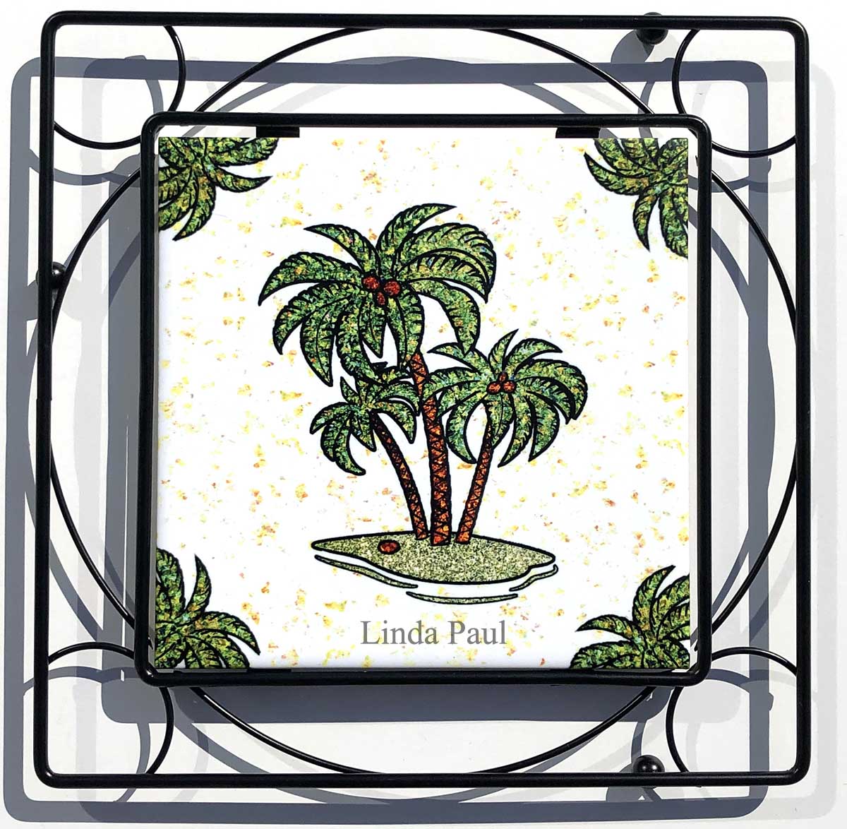 Palm tree and Pineapple Kitchen decor tile and trivets